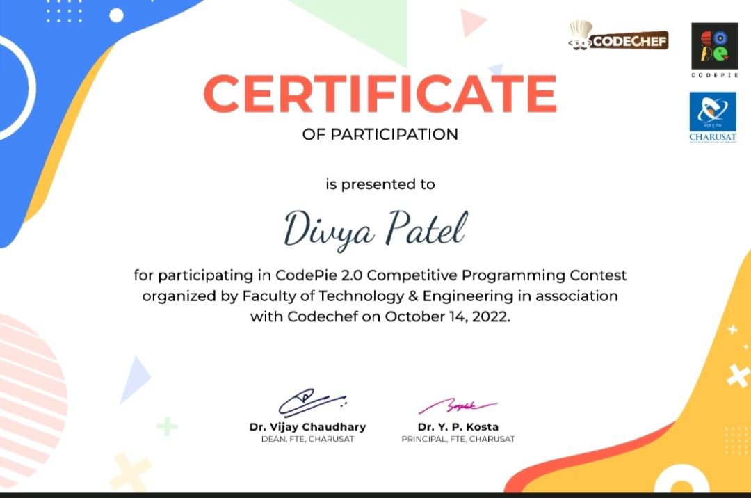 DIVYA PATEL on LinkedIn: #competitiveprogramming #codechef #experience DIVYA PATEL on LinkedIn: #competitiveprogramming #codechef #experience