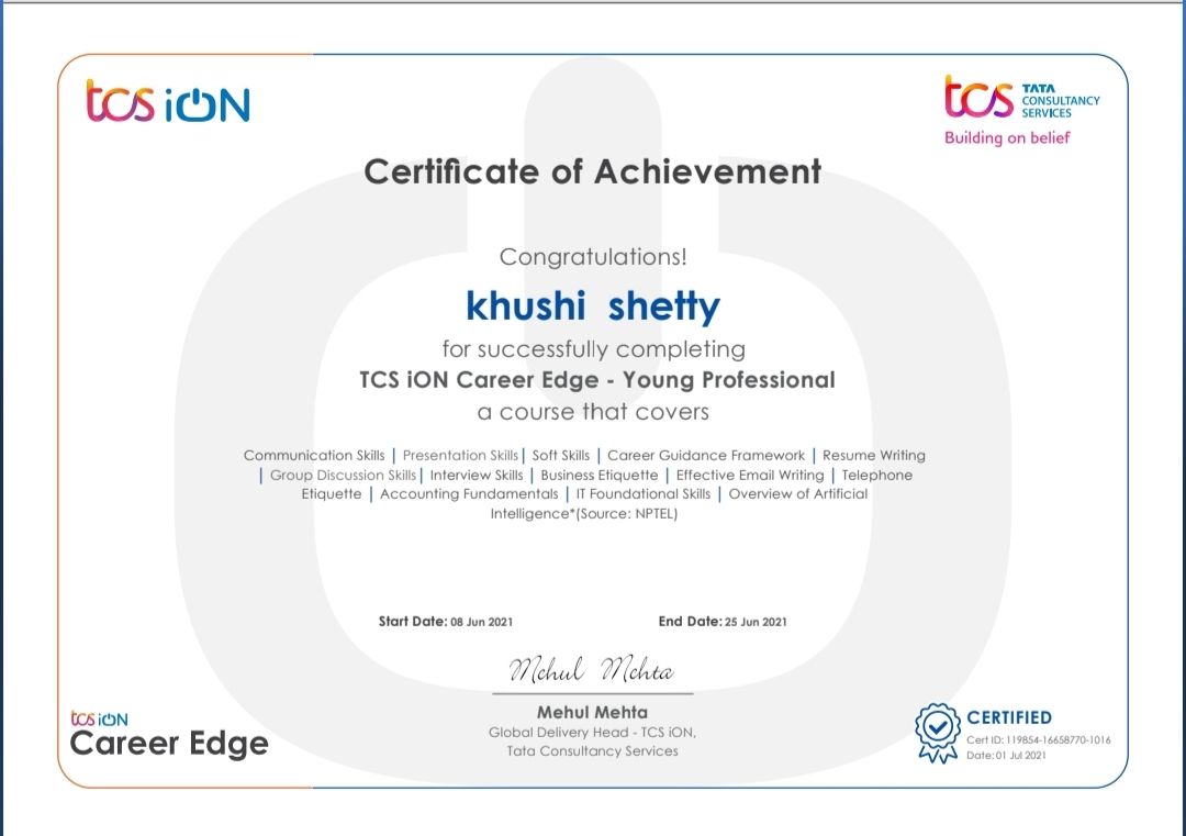 Khushi Shetty posted on LinkedIn Khushi Shetty posted on LinkedIn