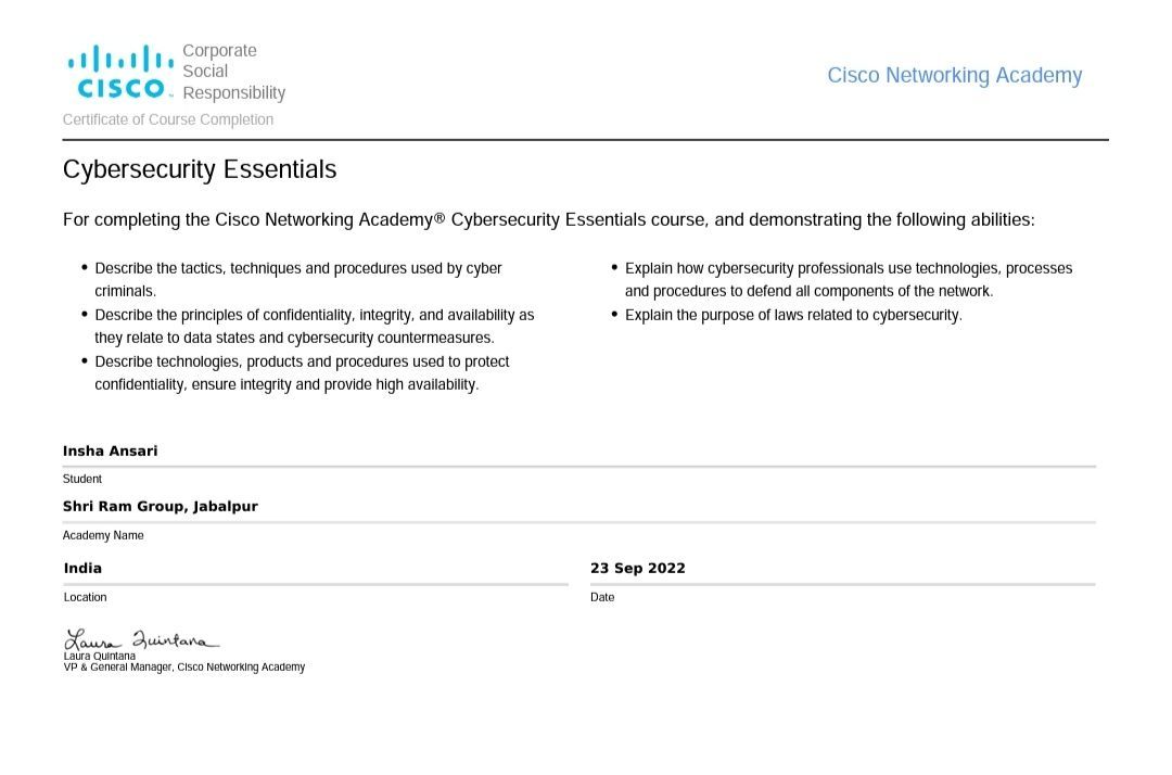INSHA ANSARI on LinkedIn: #cisco #cybersecurity INSHA ANSARI on LinkedIn: #cisco #cybersecurity