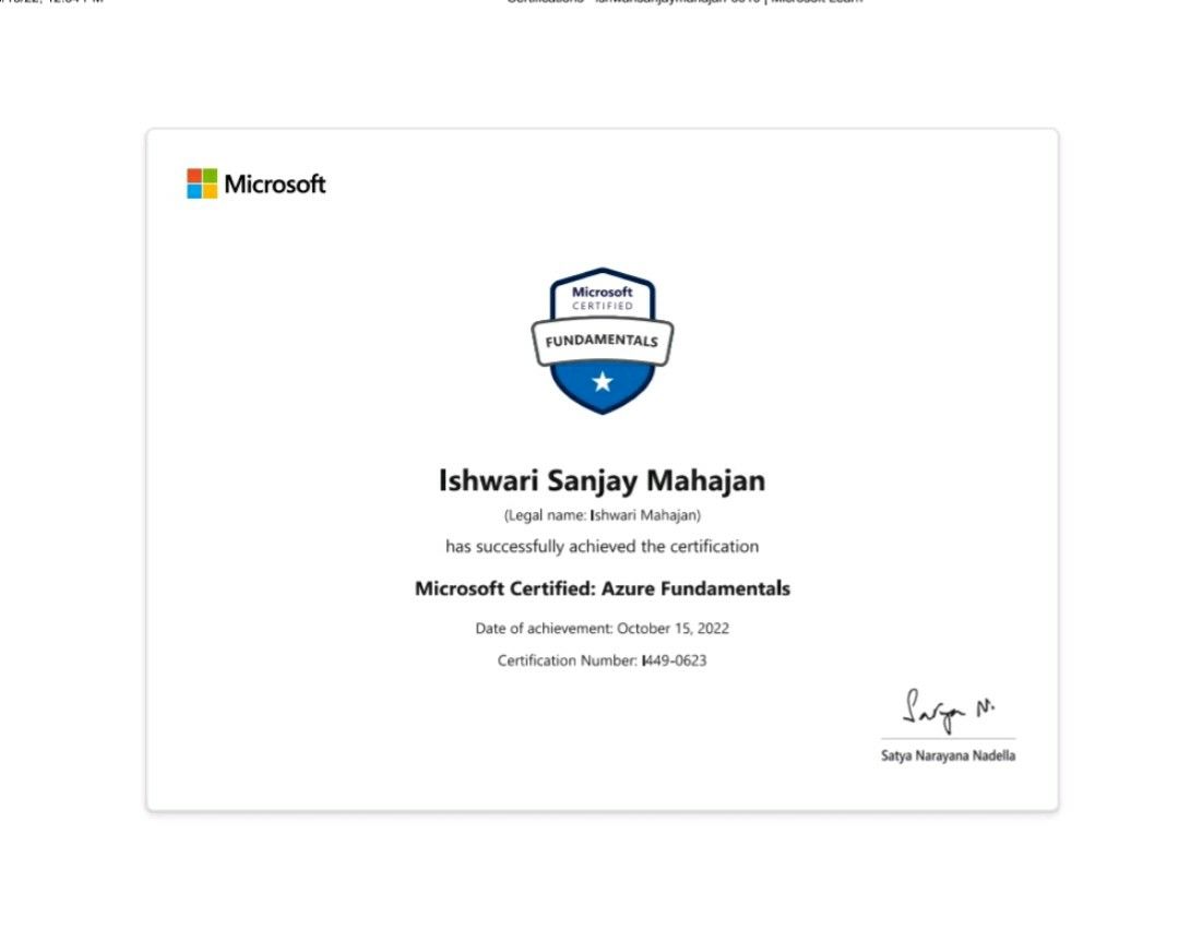 Ishwari Mahajan on LinkedIn: #azure #microsoft Ishwari Mahajan on LinkedIn: #azure #microsoft
