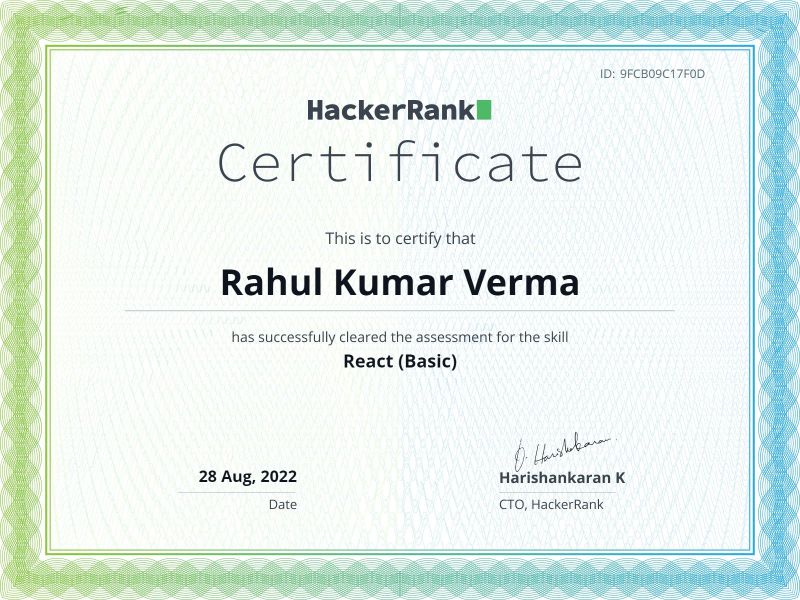 Rahul kumar Verma on LinkedIn: #on #heckerrank #reactjs #connections # ... Rahul kumar Verma on LinkedIn: #on #heckerrank #reactjs #connections # ...