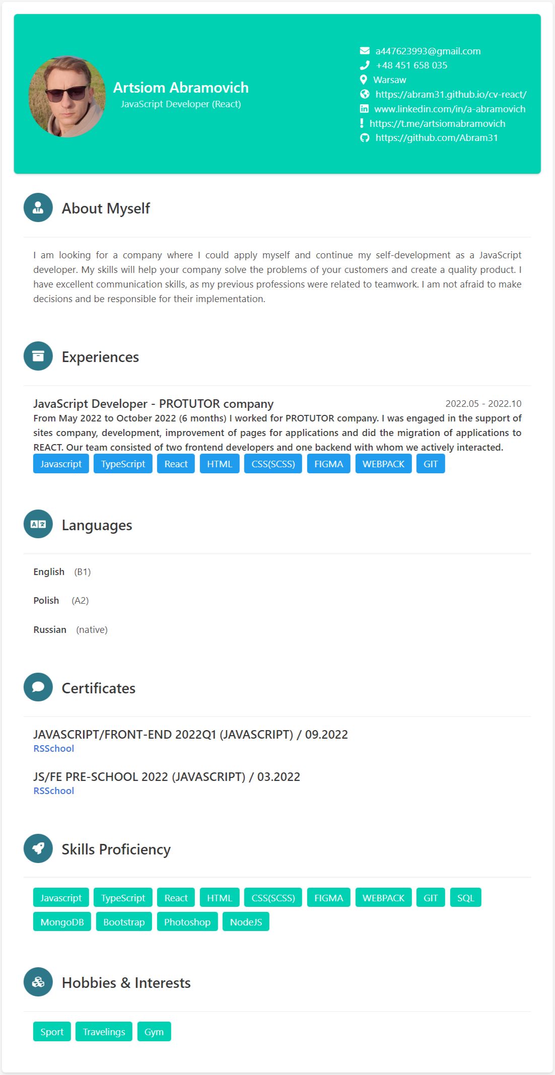Artem Abramovich on LinkedIn: #cv #javascript #javascriptdeveloper # ... Artem Abramovich on LinkedIn: #cv #javascript #javascriptdeveloper # ...