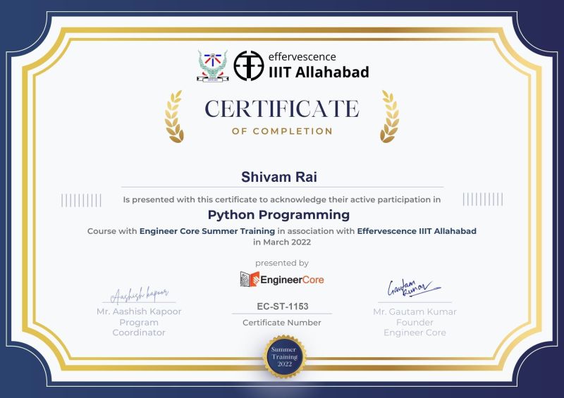 Shivam Rai on LinkedIn: #pythoncertification #pythonprogramming # ... Shivam Rai on LinkedIn: #pythoncertification #pythonprogramming # ...