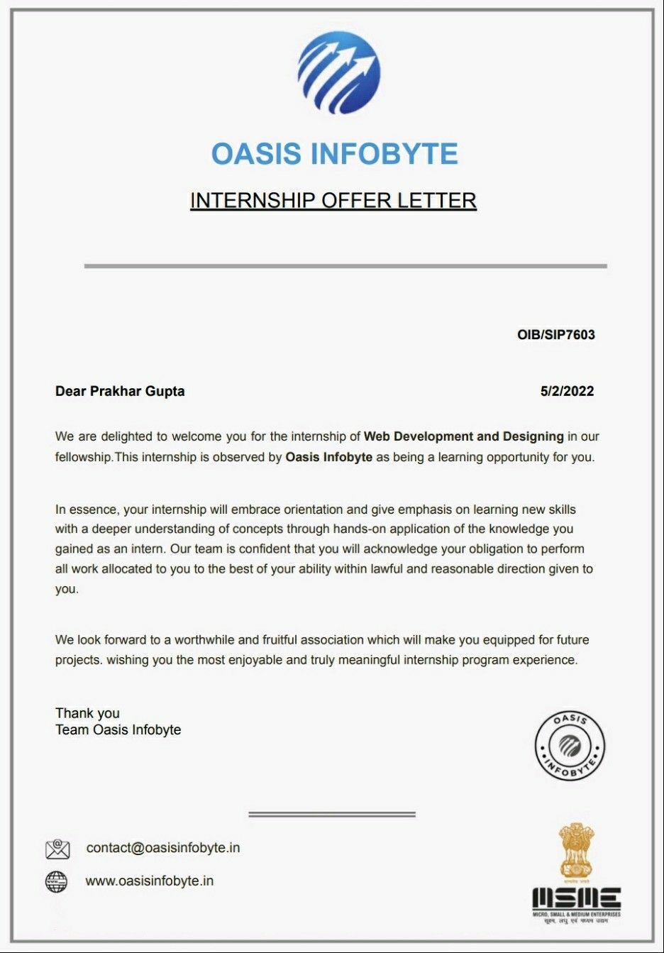 Prakhar Gupta on LinkedIn: #oasisinfobyte Prakhar Gupta on LinkedIn: #oasisinfobyte
