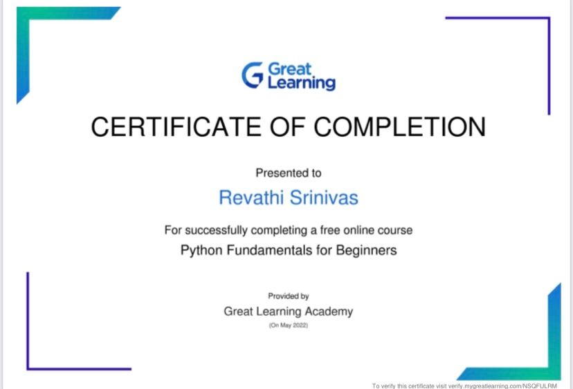 Revathi Srinivas on LinkedIn: #greatlearning #pythonprogramming Revathi Srinivas on LinkedIn: #greatlearning #pythonprogramming