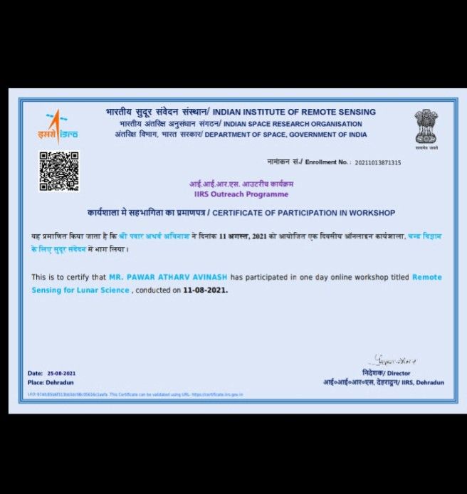 ATHARV PAWAR on LinkedIn: #isro #iirs ATHARV PAWAR on LinkedIn: #isro #iirs