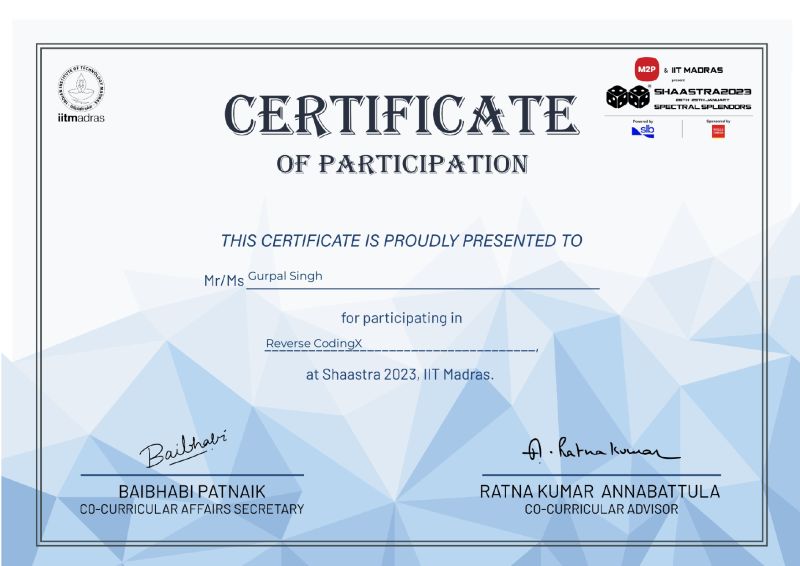 Gurpal Singh on LinkedIn: #programming #coding #shaastra Gurpal Singh on LinkedIn: #programming #coding #shaastra