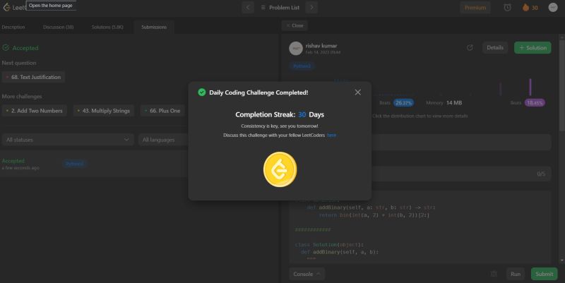 Rishav kumar on LinkedIn: #leetcode #consistencyiskey #streak #coder Rishav kumar on LinkedIn: #leetcode #consistencyiskey #streak #coder