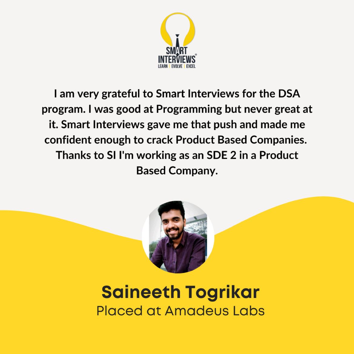 Smart Interviews on LinkedIn: #smartinterviews #placements #smartcoder ... Smart Interviews on LinkedIn: #smartinterviews #placements #smartcoder ...