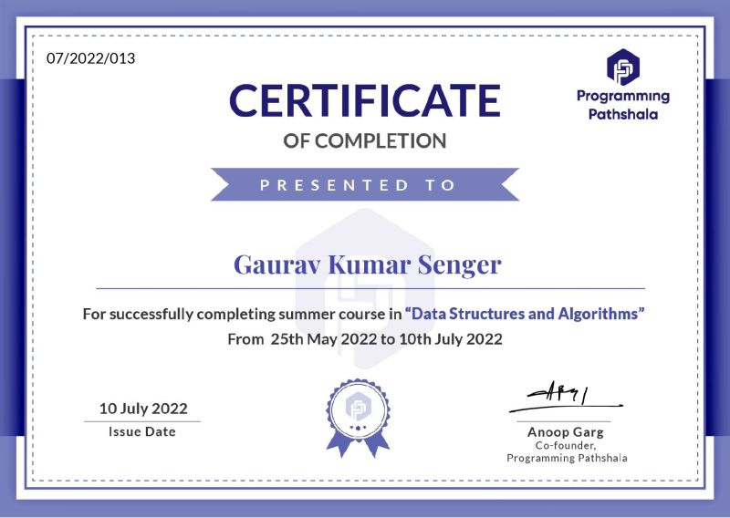 Gaurav Kumar Senger on LinkedIn: #programming #algorithms #datastructures Gaurav Kumar Senger on LinkedIn: #programming #algorithms #datastructures