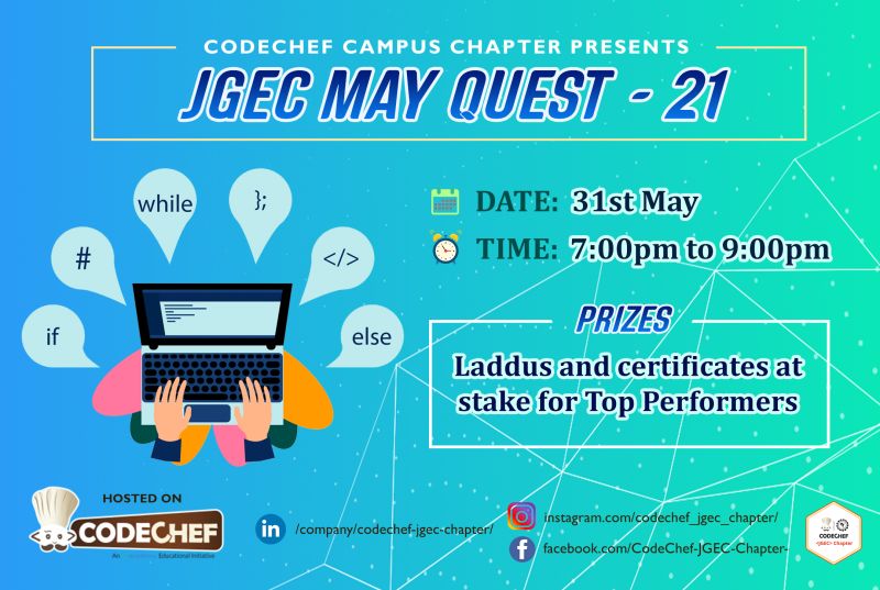 CodeChef JGEC Chapter on LinkedIn: 🎉Greetings everyone🎉, Codechef JGEC ... CodeChef JGEC Chapter on LinkedIn: 🎉Greetings everyone🎉, Codechef JGEC ...