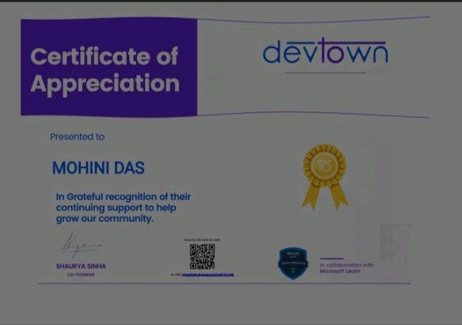 Mohini Das Mahato on LinkedIn: #devtown Mohini Das Mahato on LinkedIn: #devtown