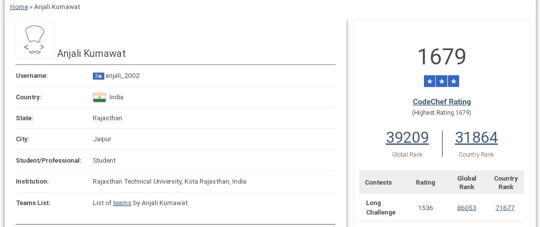 Anjali Kumawat on LinkedIn: #codechef #codingchallenge | 15 comments Anjali Kumawat on LinkedIn: #codechef #codingchallenge | 15 comments