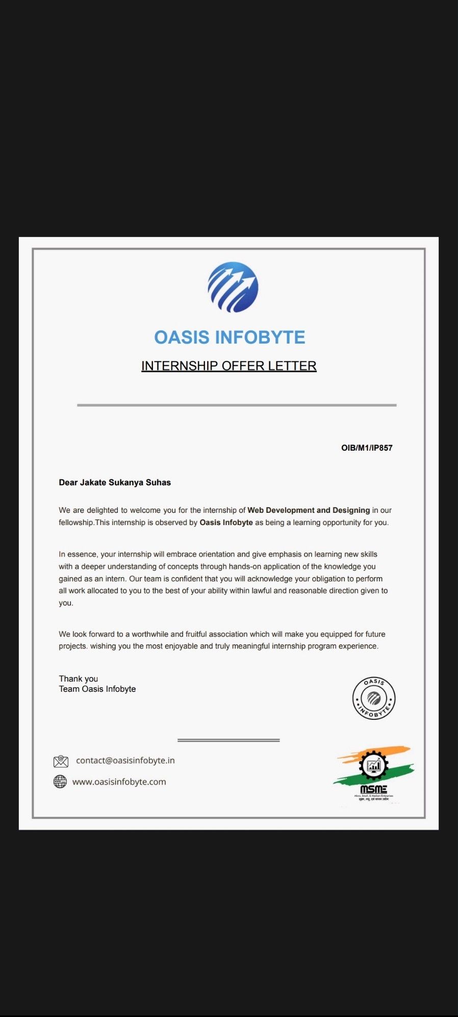 Sukanya Jakate on LinkedIn: #oasisinfobyte #intern Sukanya Jakate on LinkedIn: #oasisinfobyte #intern