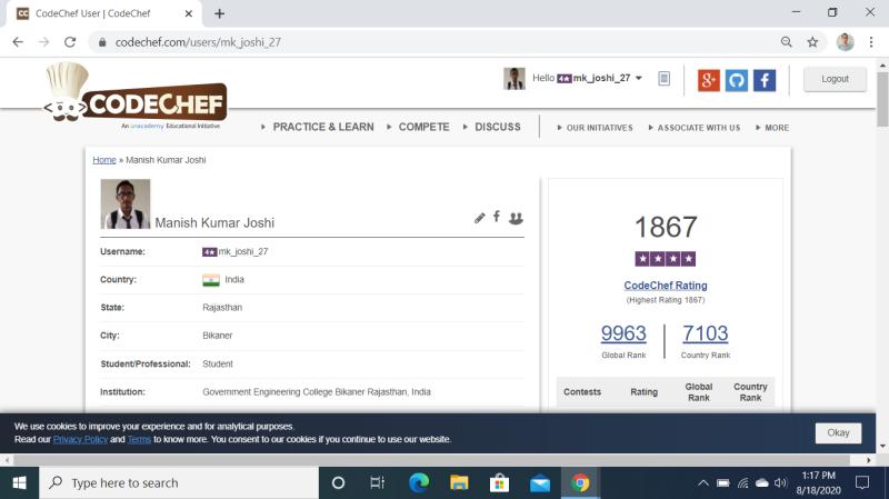Manish Kumar Joshi on LinkedIn: #codechef #competitiveprogramming # ... Manish Kumar Joshi on LinkedIn: #codechef #competitiveprogramming # ...