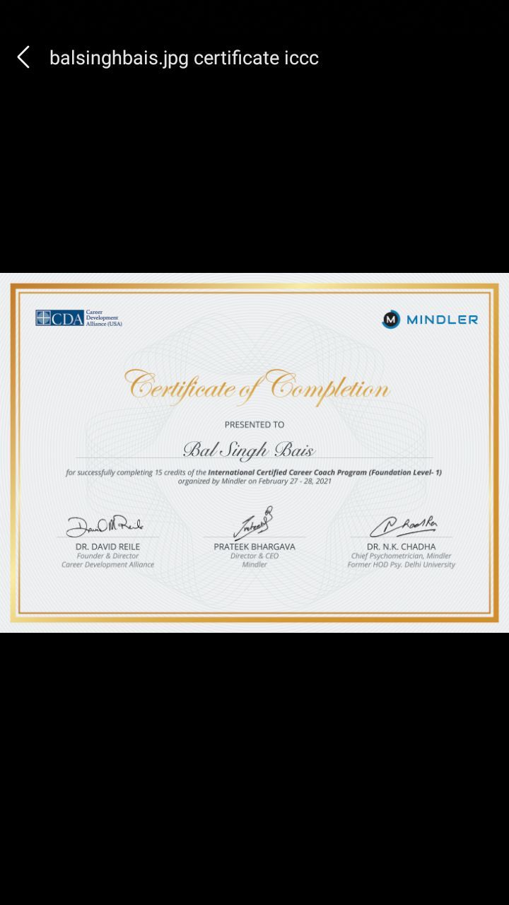 Bal Singh Bais on LinkedIn: Earned International Certified Career Coach ... Bal Singh Bais on LinkedIn: Earned International Certified Career Coach ...