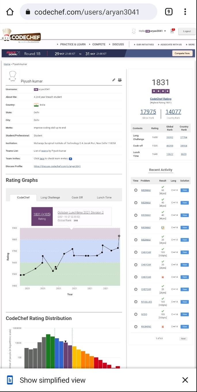 piyush kumar on LinkedIn: #codechef #competative piyush kumar on LinkedIn: #codechef #competative
