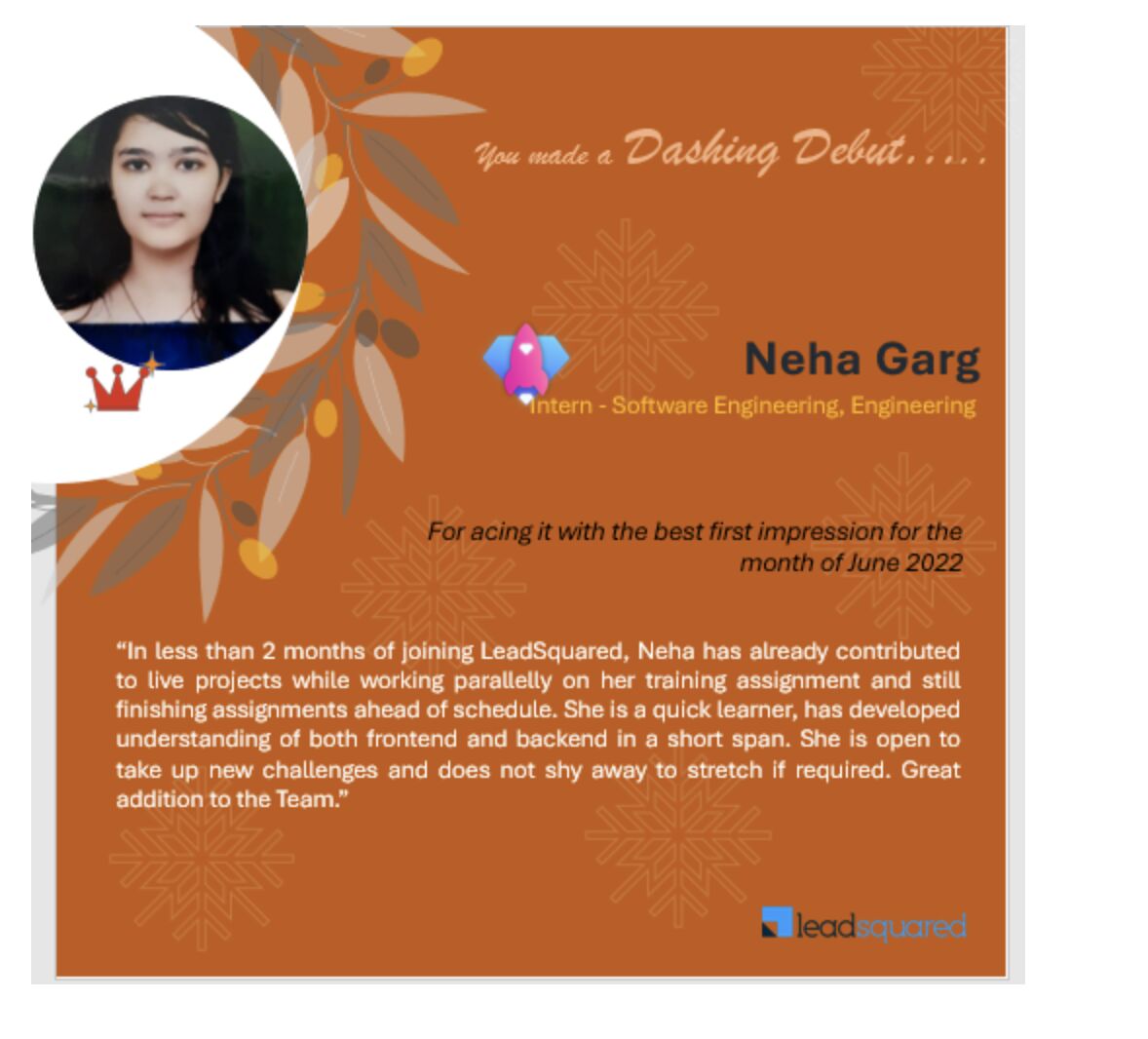 Neha Garg on LinkedIn: #leadsquared #recognition Neha Garg on LinkedIn: #leadsquared #recognition
