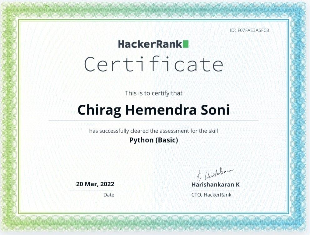 Chirag Soni on LinkedIn: #python #hackerrank Chirag Soni on LinkedIn: #python #hackerrank