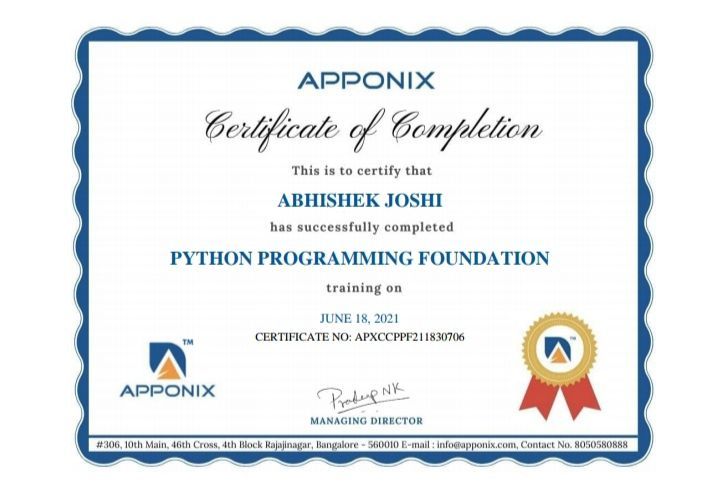 Abhishek Joshi on LinkedIn: #APPONIX#pythonprogramming Abhishek Joshi on LinkedIn: #APPONIX#pythonprogramming