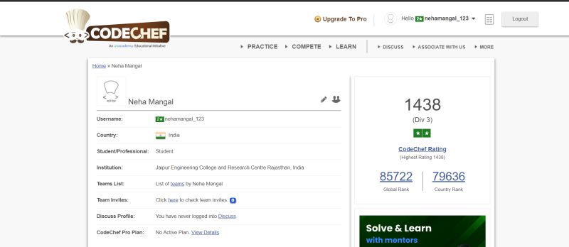 Neha Mangal on LinkedIn: #codechef #dsa #2star #programming | 14 comments Neha Mangal on LinkedIn: #codechef #dsa #2star #programming | 14 comments