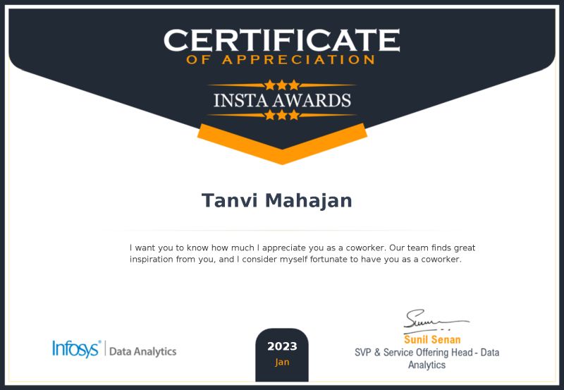 Tanvi Mahajan on LinkedIn: #motivation #rewardsandrecognition #infosys ... Tanvi Mahajan on LinkedIn: #motivation #rewardsandrecognition #infosys ...
