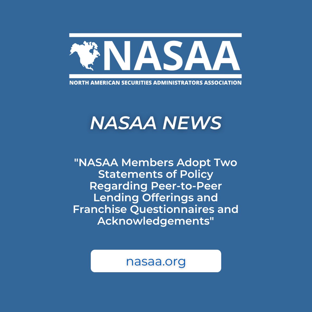 NASAA on LinkedIn: NASAA announced today that its membership has voted ... NASAA on LinkedIn: NASAA announced today that its membership has voted ...