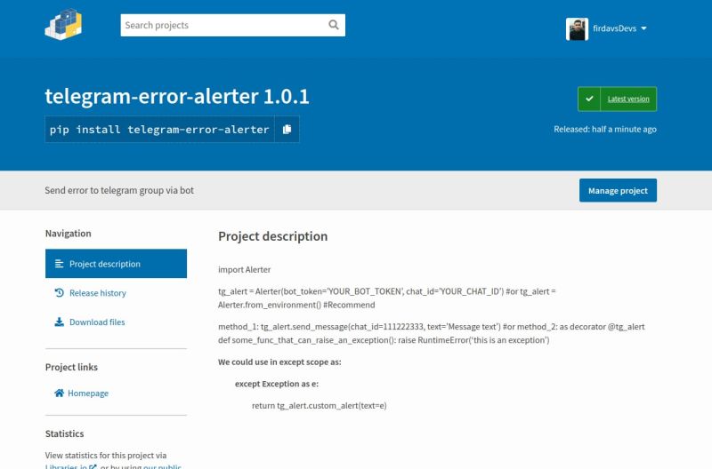 Davronbek Boltayev on LinkedIn: #pypi #python #error #alerter Davronbek Boltayev on LinkedIn: #pypi #python #error #alerter