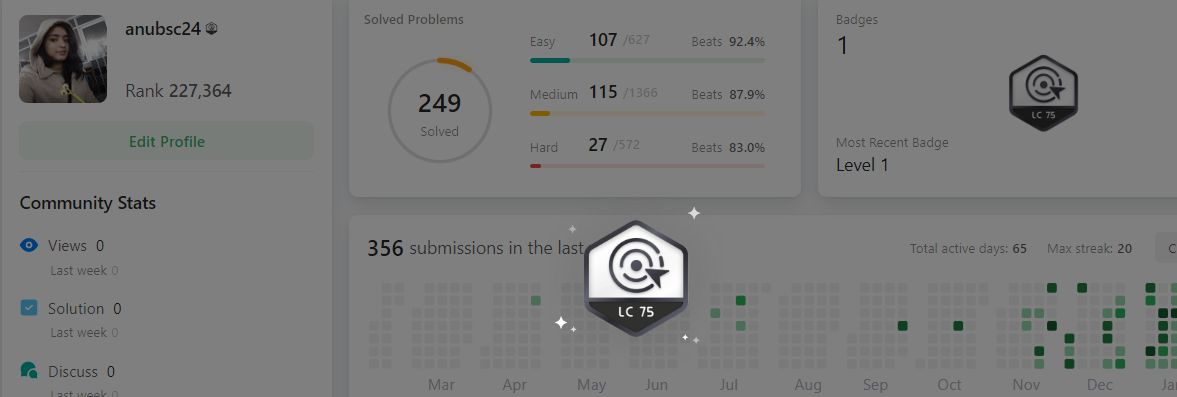 Anupama Singh on LinkedIn: #leetcode #firstbadge Anupama Singh on LinkedIn: #leetcode #firstbadge