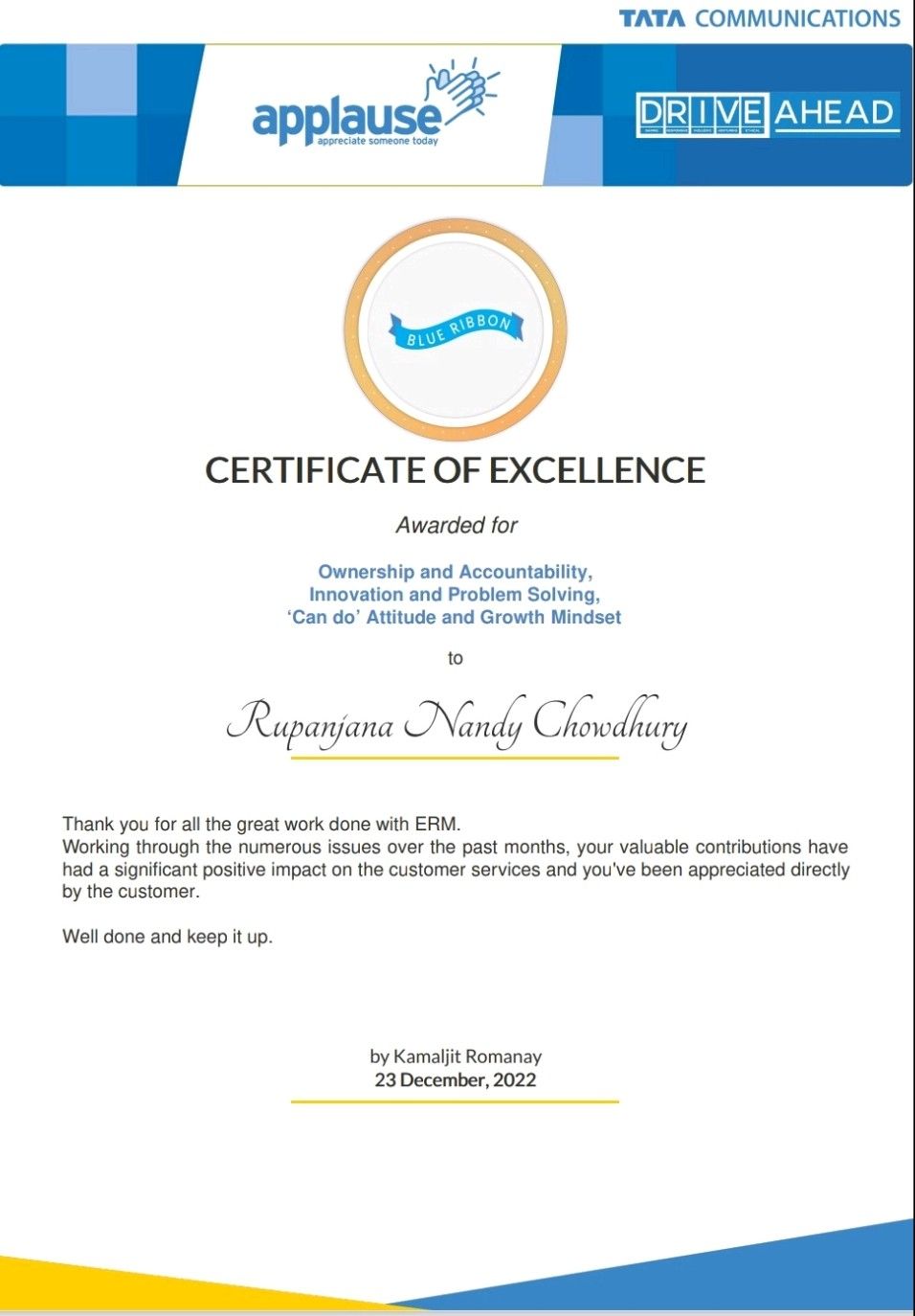 RUPANJANA NANDY CHOWDHURY on LinkedIn: My first blue ribbon that too ... RUPANJANA NANDY CHOWDHURY on LinkedIn: My first blue ribbon that too ...