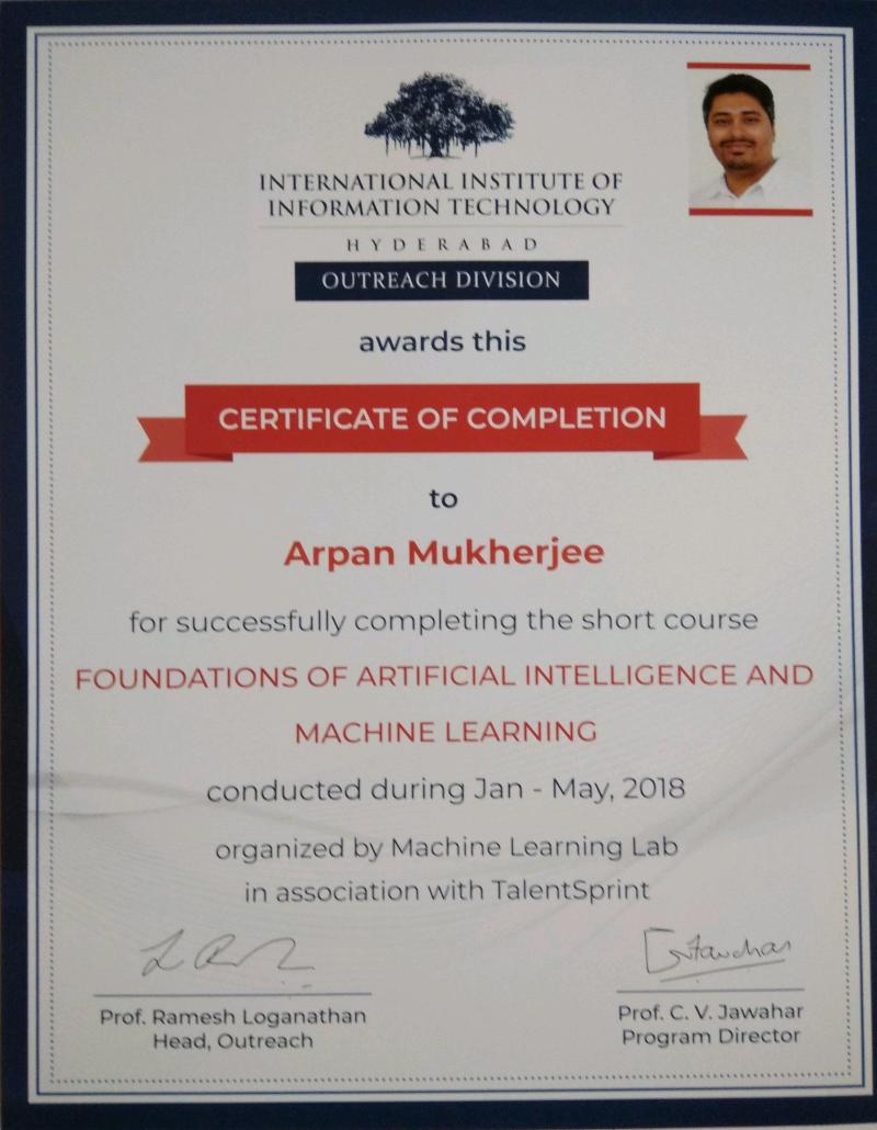 Arpan Mukherjee on LinkedIn: Completed AIML (Artificial Intelligence ... Arpan Mukherjee on LinkedIn: Completed AIML (Artificial Intelligence ...