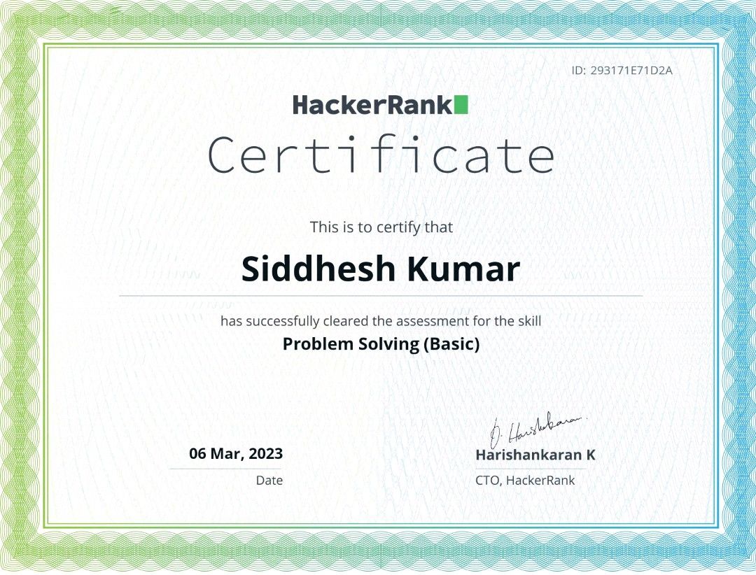 Siddhesh Kumar on LinkedIn: #hackerrank #dsa Siddhesh Kumar on LinkedIn: #hackerrank #dsa