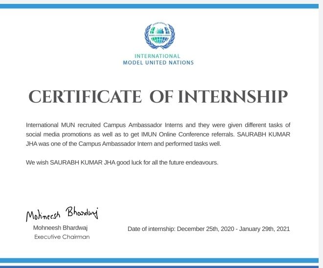 Saurabh kumar Jha on LinkedIn: #imun #imun #internship # ... Saurabh kumar Jha on LinkedIn: #imun #imun #internship # ...