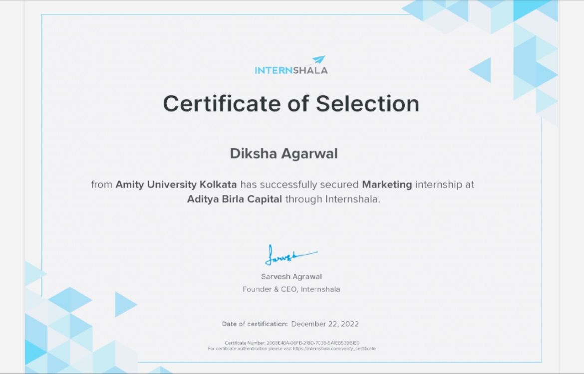 Diksha Agarwal LinkedIn‘de: #internship Diksha Agarwal LinkedIn‘de: #internship