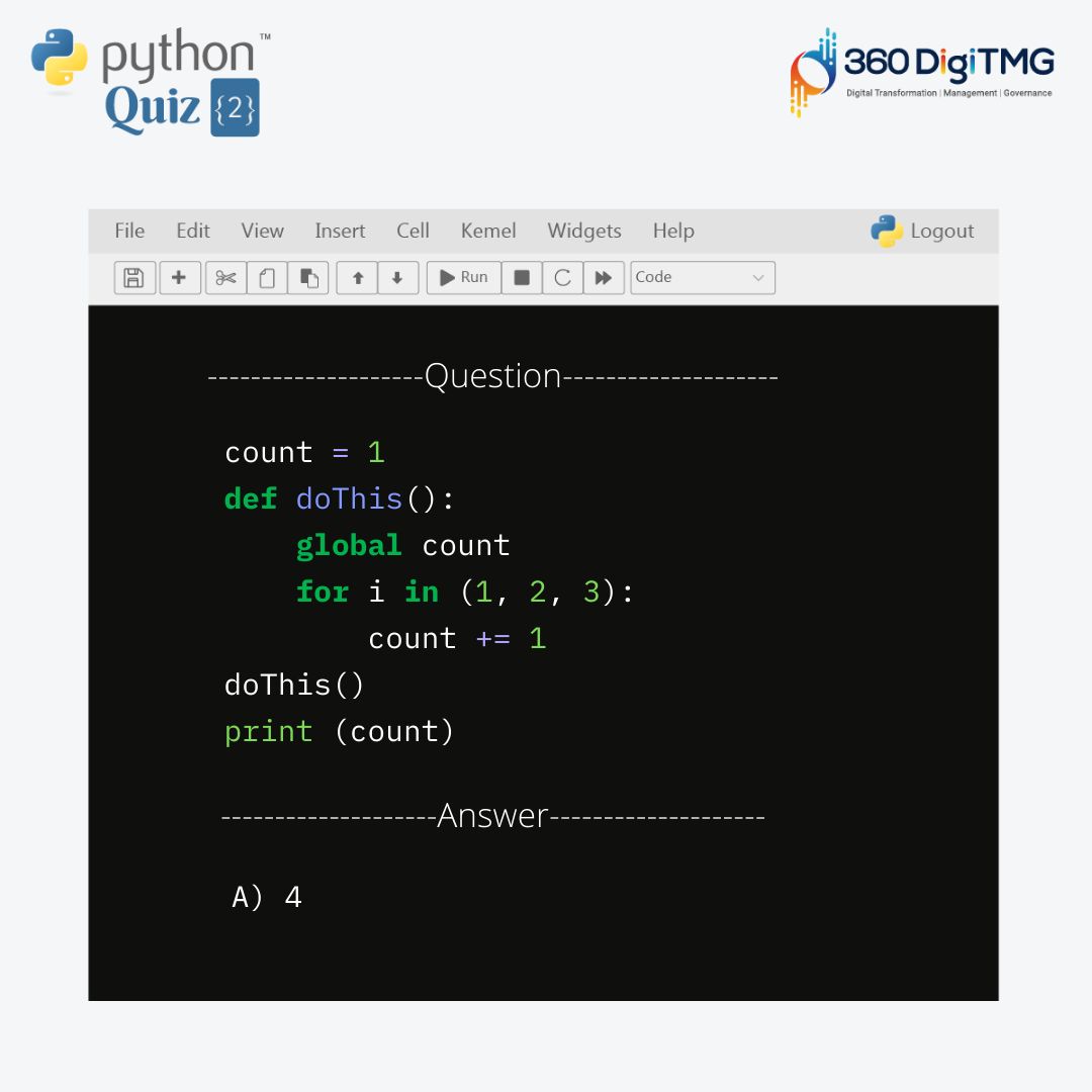 360DigiTMG Malaysia on LinkedIn: #pythonquiz #python #pythonprogramming ... 360DigiTMG Malaysia on LinkedIn: #pythonquiz #python #pythonprogramming ...