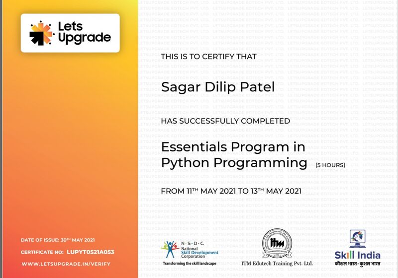 Sagar Patel on LinkedIn: #pythonprogramming #letsupgrade Sagar Patel on LinkedIn: #pythonprogramming #letsupgrade