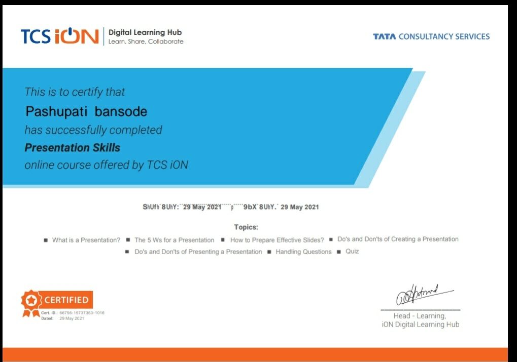 Pashupati Bansode on LinkedIn: #tcsion #presentationskills Pashupati Bansode on LinkedIn: #tcsion #presentationskills