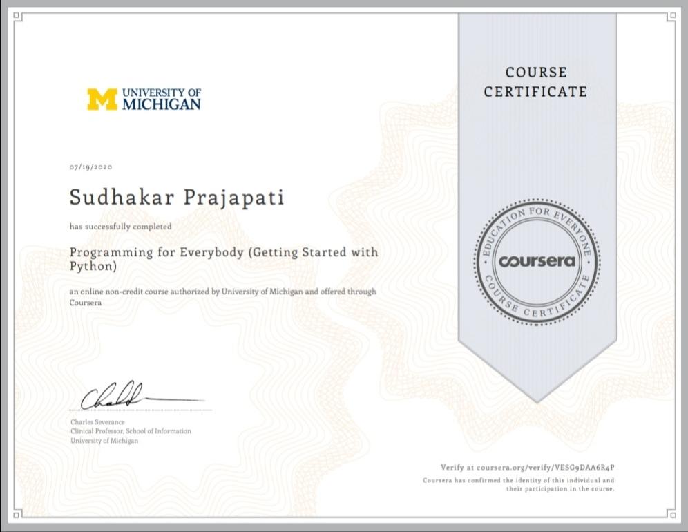 Sudhakar Prajapati on LinkedIn: #python #pythonprogramming #coursera # ... Sudhakar Prajapati on LinkedIn: #python #pythonprogramming #coursera # ...