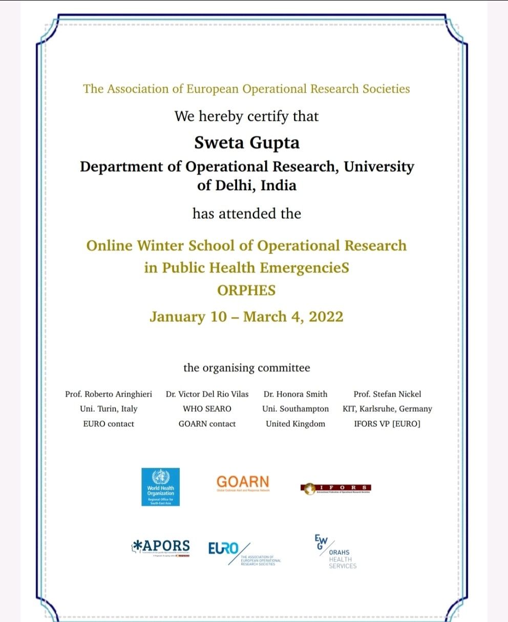 Sweta Gupta on LinkedIn: #orphes #operationalresearch Sweta Gupta on LinkedIn: #orphes #operationalresearch
