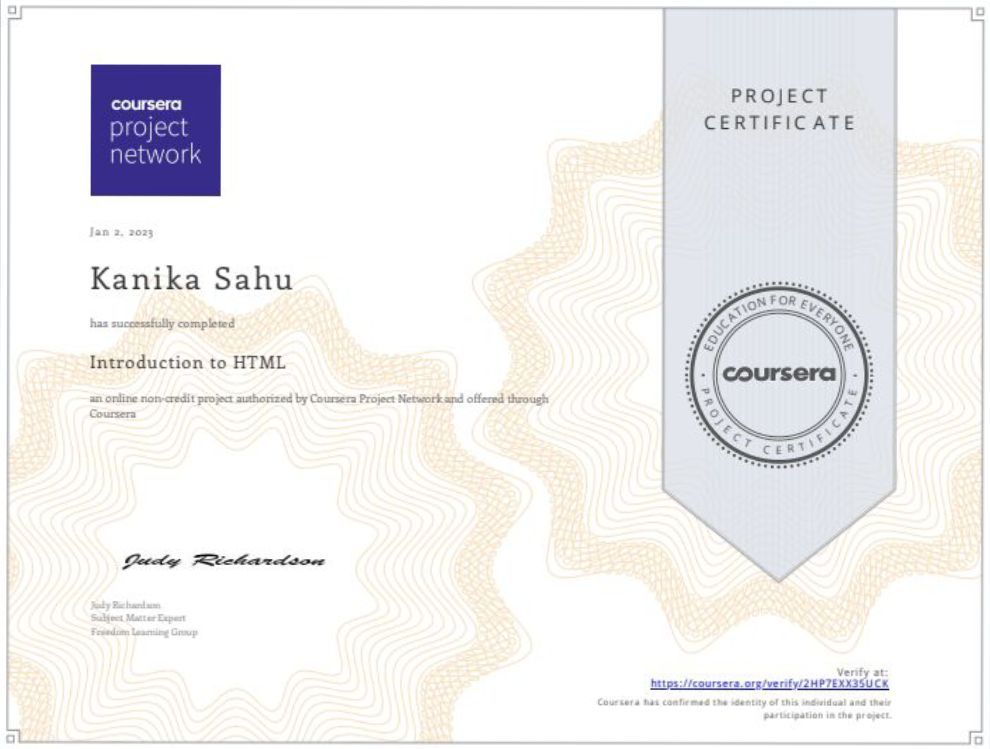 Kanika Sahu on LinkedIn: #html #courseraprojectwork #guidedprojectwork Kanika Sahu on LinkedIn: #html #courseraprojectwork #guidedprojectwork
