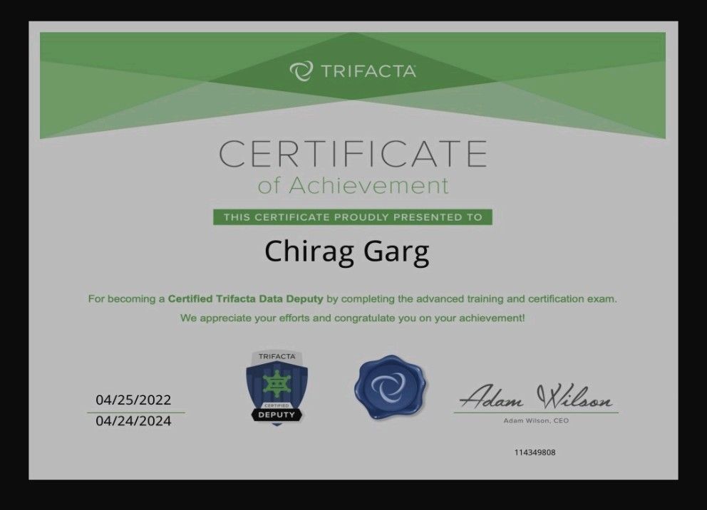 Chirag Garg on LinkedIn: #datastewardship #trifacta #dataanlytics Chirag Garg on LinkedIn: #datastewardship #trifacta #dataanlytics