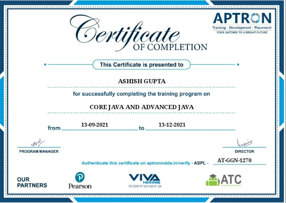 Ashish Gupta on LinkedIn: #aptronnoida #corejava #advancejava Ashish Gupta on LinkedIn: #aptronnoida #corejava #advancejava