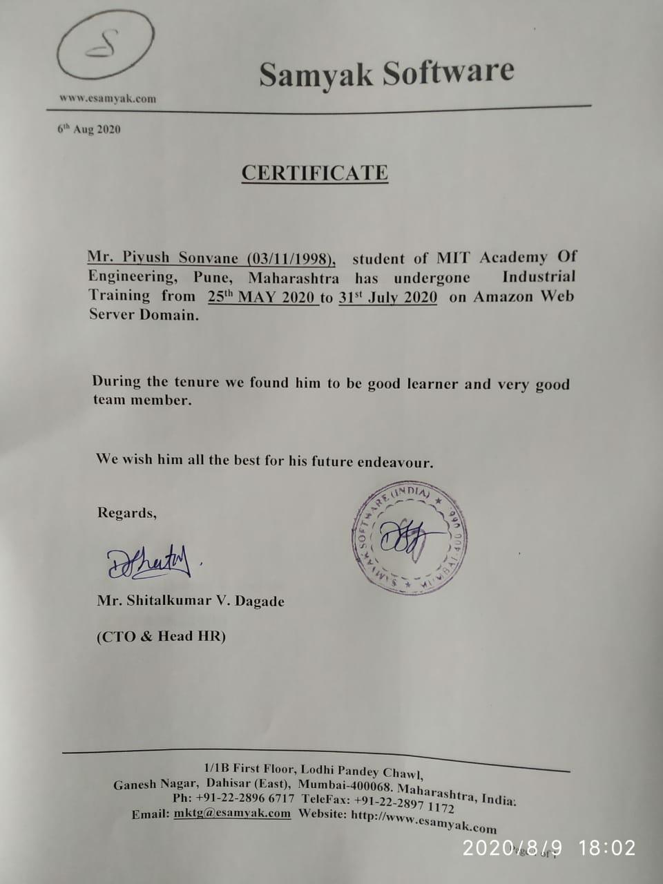 Piyush Sonvane on LinkedIn: #internship #aws #cloud Piyush Sonvane on LinkedIn: #internship #aws #cloud