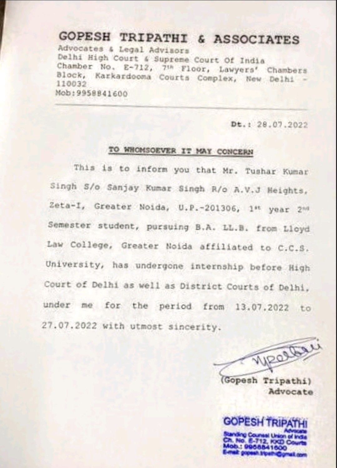 TUSHAR KUMAR SINGH on LinkedIn: Dear connections, I am glad to share ... TUSHAR KUMAR SINGH on LinkedIn: Dear connections, I am glad to share ...