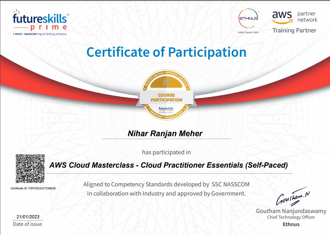 Nihar Ranjan Meher on LinkedIn: #cloud #aws #futureskills #vitbhopal # ... Nihar Ranjan Meher on LinkedIn: #cloud #aws #futureskills #vitbhopal # ...