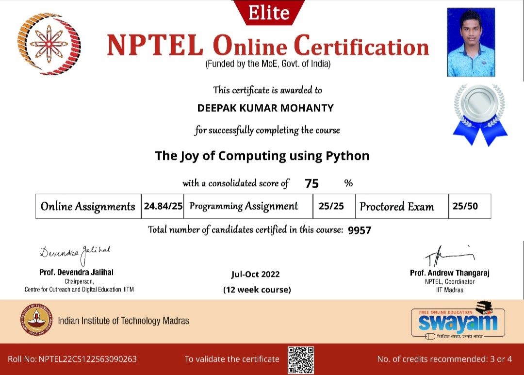 Deepak kumar Mohanty on LinkedIn: #connections #nptel Deepak kumar Mohanty on LinkedIn: #connections #nptel