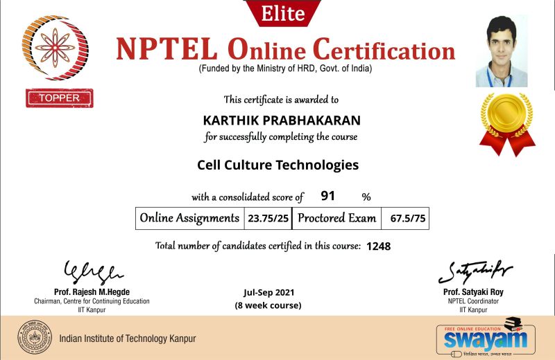 Karthik Prabakaran on LinkedIn: #nptel #swayam #iitkanpur #cellculture ... Karthik Prabakaran on LinkedIn: #nptel #swayam #iitkanpur #cellculture ...