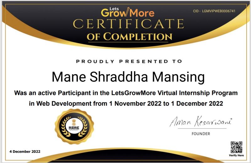 Shraddha Mane on LinkedIn: #lgm #webdevelopment #letsgrowmore #lgmvip # ... Shraddha Mane on LinkedIn: #lgm #webdevelopment #letsgrowmore #lgmvip # ...