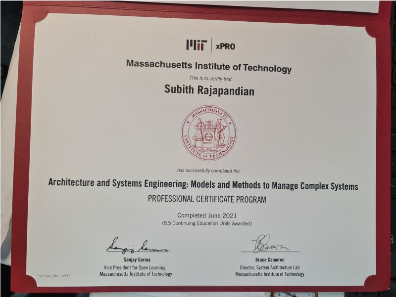 Subith Rajapandian on LinkedIn: #mitxpro #systemsengineering #mit Subith Rajapandian on LinkedIn: #mitxpro #systemsengineering #mit