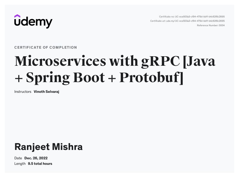 Ranjeet Kumar Mishra on LinkedIn: #java #microservices #grpc Ranjeet Kumar Mishra on LinkedIn: #java #microservices #grpc